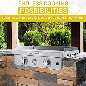 AMS Fireplace Le Griddle |2 Burner Outdoor 304 Stainless Steel Griddle 30 inch | (Natural Gas, Two Burner Griddle)18,000 BTU's Tasty Cooking - Outdoor Clothing Cover Included. Made in France (GFE75)