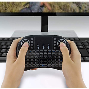 3 Pack Wireless Mini Keyboard and touchpad Mouse 2.4GHz Backlit Universal Remote Controller for Gaming Rechargeable Li-ion Battery for Google Android TV Xbox, PS3, PC, Windows Roku iptv Gaming