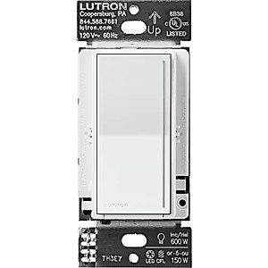 Lutron Sunnata Touch Dimmer Switch with Wallplate with LED+ Advanced Technology, for LED and Incandescent, 3 Way/Multi Location, STCL-153MW-WH, White