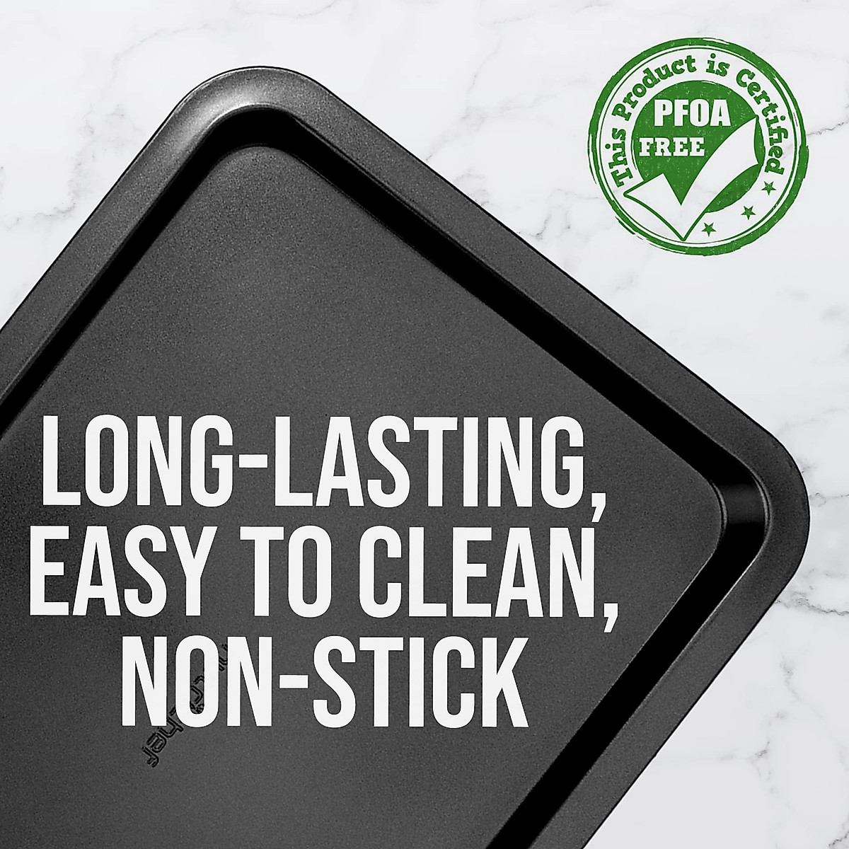 NutriChef 17” Non Stick Cookie Sheet, Large Gray Commercial Grade Restaurant Quality Carbon Metal Bakeware, Compatible with Model NCBS10S