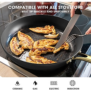 imarku Cast Iron Skillets, 12 Inch Cast Iron Pan, Professional Non Stick Frying Pans Long Lasting Nonstick Frying Pan Nonstick Pan Stay Cool Handle Easy Clean Unique Christmas Gift for Men and Women