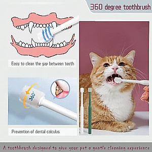 Tsxurepaw Cat & Dog Toothbrush Kit, 360 Degree Silicone Toothbrush with Storage Cup, 3 Pack Doggie Kitten Toothbrushes Tongue Cleaning Brush, Dental Care for Ferret Dutch Pigs
