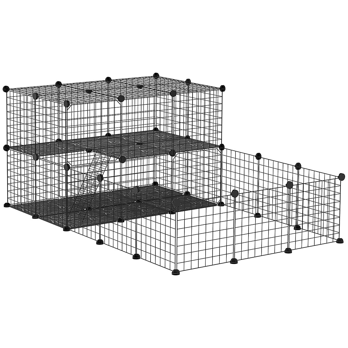 PawHut 47 Panels Pet Playpen, Small Animal Playpen with Doors, Portable Metal Wire Yard Bunny Pen for Guinea Pigs, Chinchillas, 14" x 14"