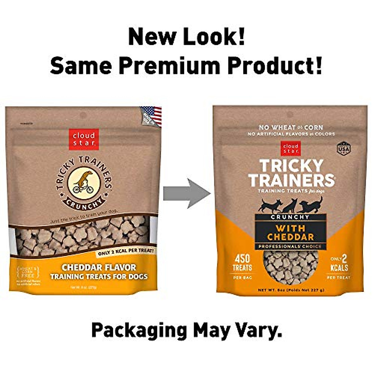 Cloud Star Tricky Trainers Crunchy Dog Training Treats 8 oz Pouch, Cheddar Flavor, Low Calorie Behavior Aid with 450 Treats
