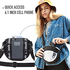 Rough Enough Small White Crossbody Purse Cell Phone Dog Walking Bag for Women Preppy Teen Girls Travel Fashionable Outfits with Detachable Shoulder Strap Cordura