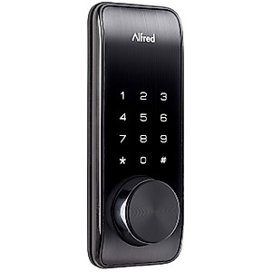 Alfred DB2-B Smart Door Lock Deadbolt Touchscreen Keypad, Pin Code + Key Entry + Bluetooth, Up to 20 Pin Codes (Black)