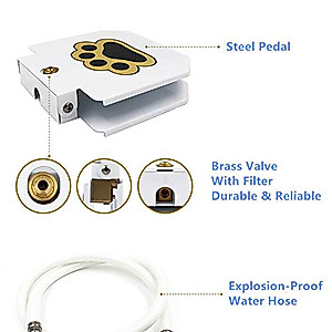 Piepea Brass Valve Outdoor Dog/Pet Water Fountain, Step On Dog/Pet Water Dispenser System for Fresh Water, Upgraded Version providing Constant Stream,41" Hose