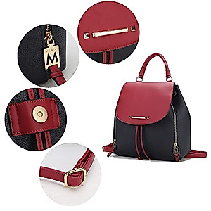 MKF Collection Backpack for Women Vegan Leather Bookbag Top Handle Bag Lady Fashion Pocketbook Travel bag Blue