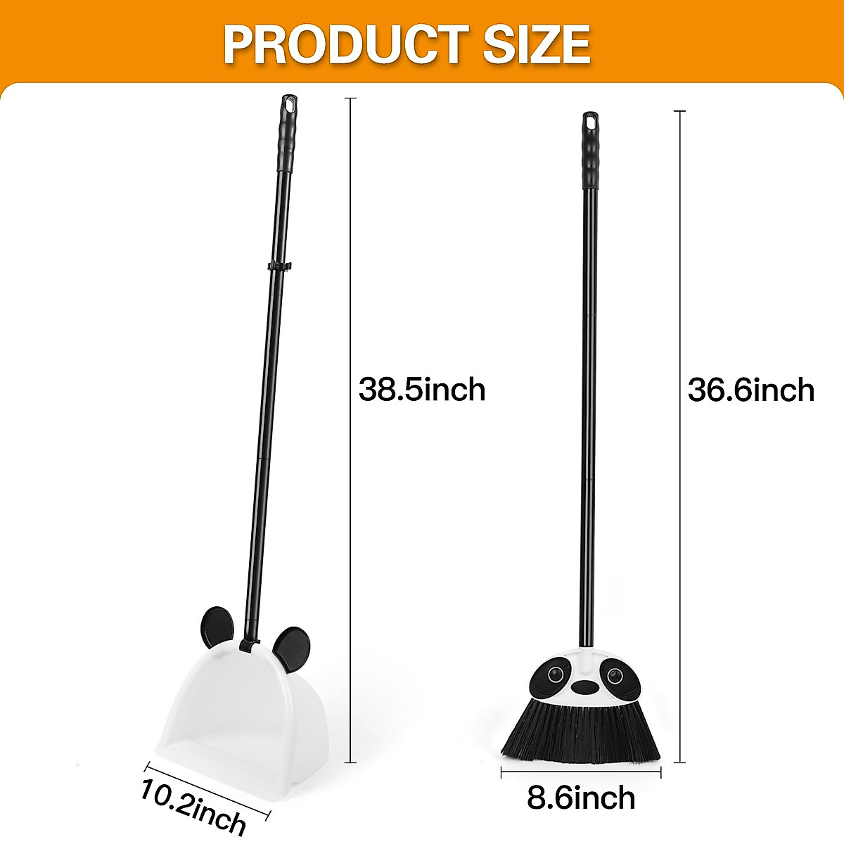 SB Broom with Dustpan Combo Set for Office, Indoor&Outdoor Sweeping,Broom and Dustpan Set,Broom Set for Household Cleaning,Cute Panda
