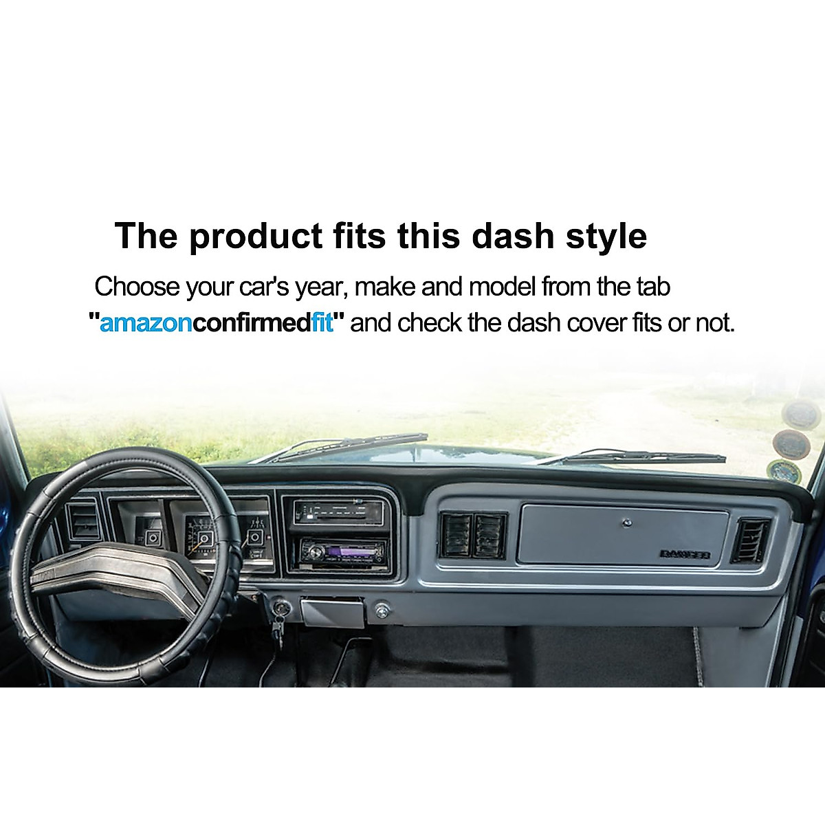 Fcovergurus Dash Cover Mat Custom Fit for Ford 1973-1979 F100 F150 F250 F350 Bronco Pickup Truck, Dashboard Cover Pad Carpet Protector (Black) F129