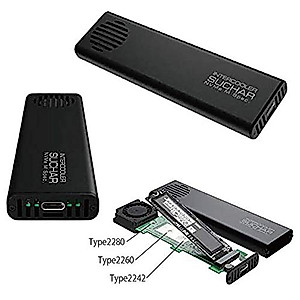Airia SD-M2U32x2 NVMe SSD Case, USB3.2, Gen2 x 2, Built-in Cooling Body Heat Discharge Fan, NVMe M, Key Connection, UASP Mode Compatible, Type C Cable Included