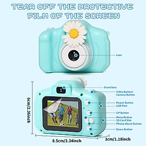 Kids Camera, Christmas Birthday Gifts for Boys Age 3-9, HD Digital Video Cameras for Toddler, Portable Toy for 3 4 5 6 7 8 Year Old Boy with 32GB SD Card (Green)