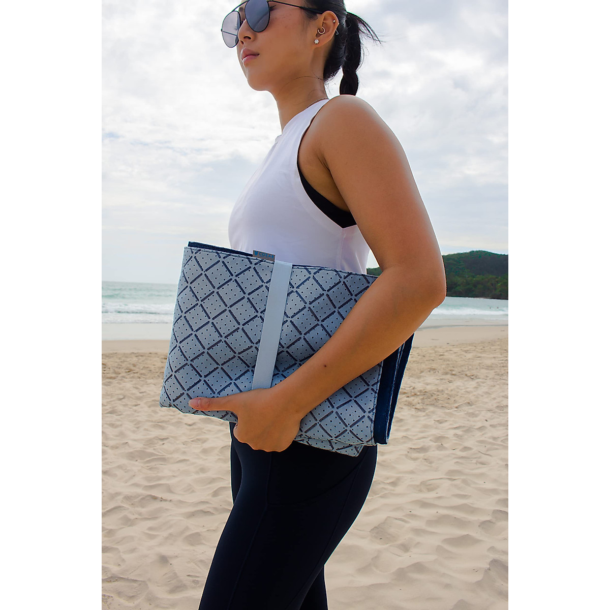 CGEAR Outdoor Travel Yoga Mat | Machine Washable Non-Slip Foldable & Portable Compact Workout Mat | Place on Yoga Mat | Exercise Mats - Folding Lightweight Yoga Mat for Women w strap 72" x 25"