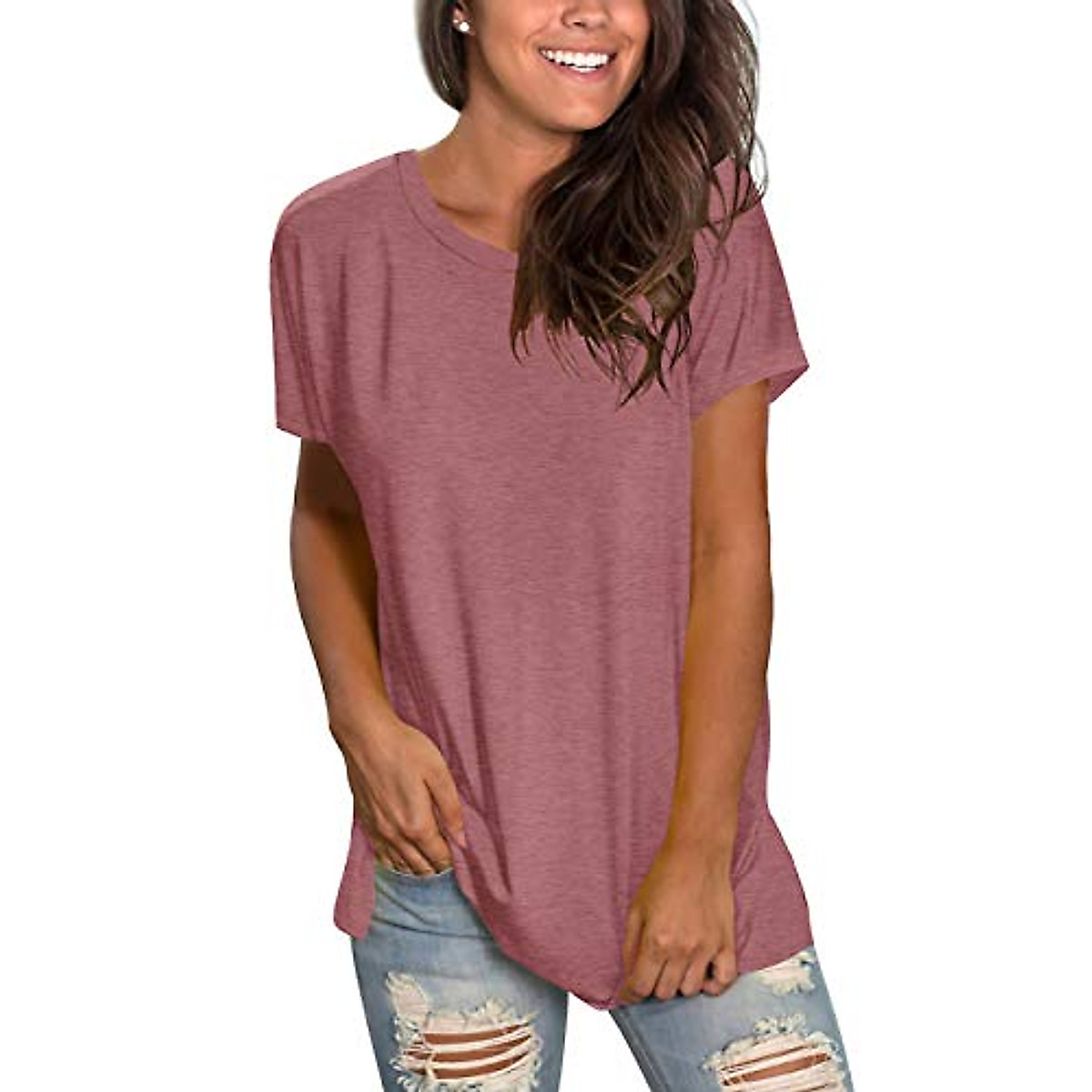 Tunic T Shirts for Women Workout Tops Short Sleeve Yoga Tshirts M