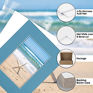 Pack of 25 sets 8x10 MIXED COLORS Picture Mats Mattes Matting for 5x7 Photo + Backing + Bags