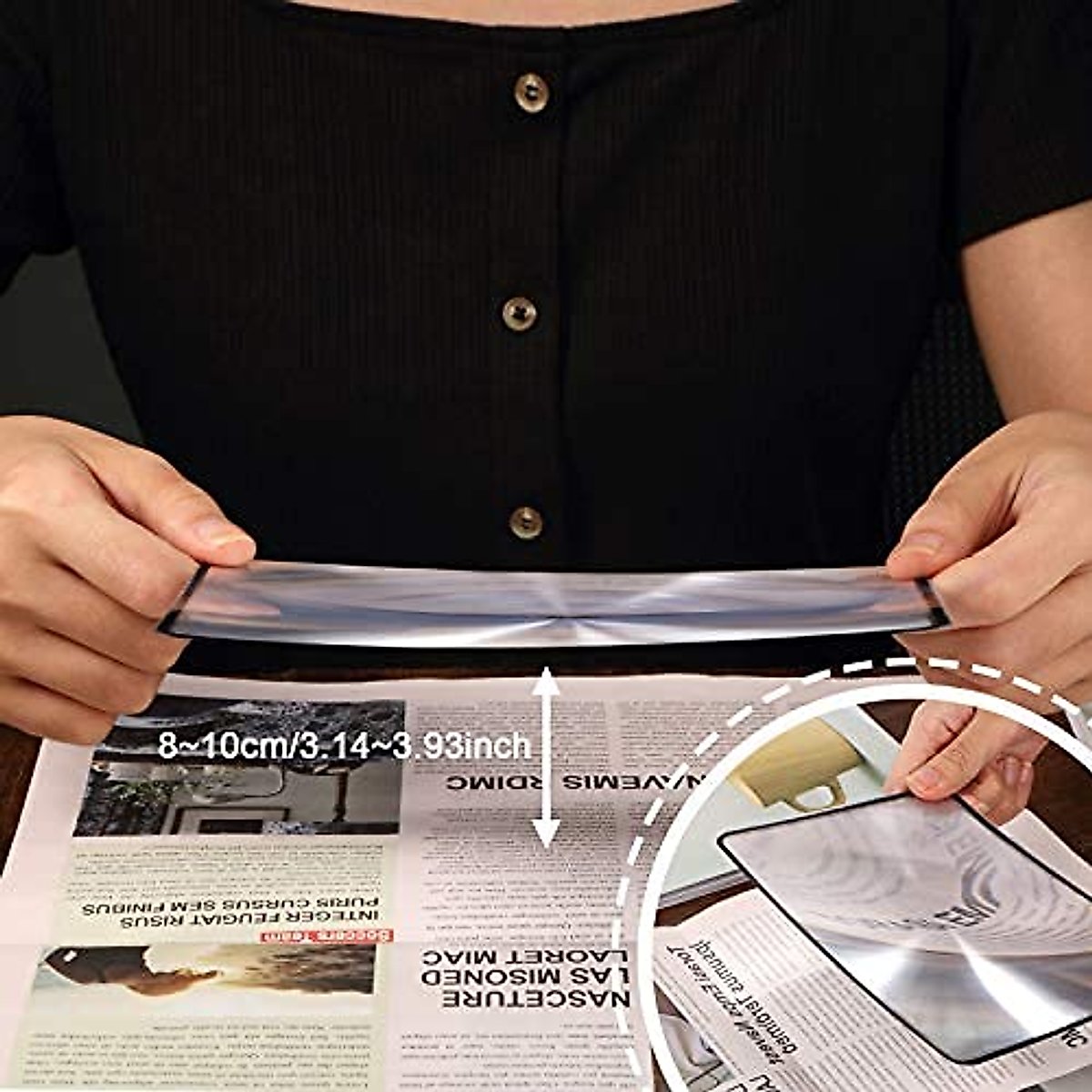 Enhon 3X Page Magnifier 7 x 4.7 Inch Magnifying Sheet Fresnel Lens Page Magnifying Glass for Elderly and People with Low Vision Reading Small Patterns, Maps and Books (8 Pieces)