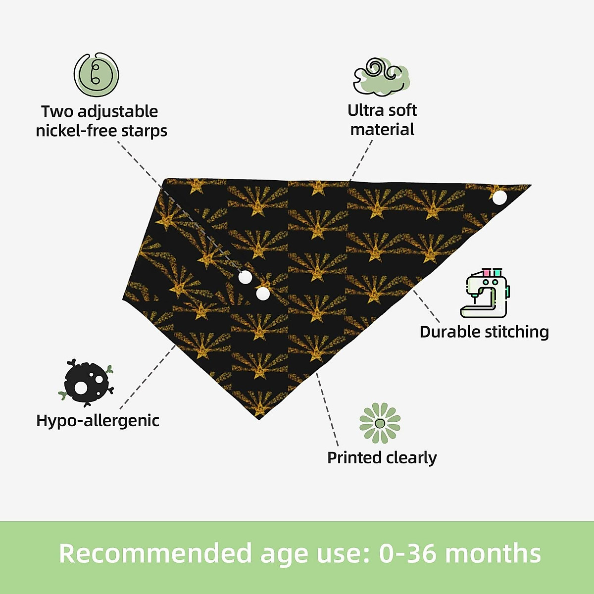 Augenstern Cotton Baby Bibs Arizona State Flag Gold Baby Bandana Drool Bibs Teething Food Bib