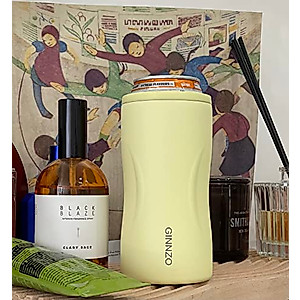 Ginnzo Slim Can Cooler - Double Walled Stainless Steel CanKoozie | 12 Oz Insulated Drink Holder for Tall Skinny Hard Seltzer/Beer/Soda/Energy Drinks (Sunlight)