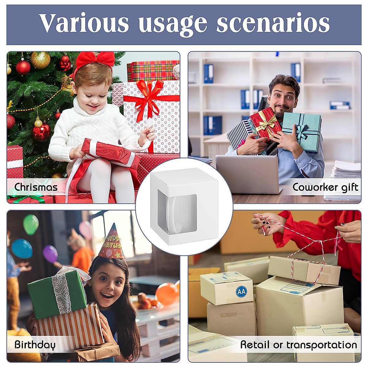 Harloon 36 Pack Mug Boxes for Gifts Coffee Mugs Boxes Gift for Shipping Sublimation Transparent Wine Glass Gift Packaging Box for Blanks 11oz, 12oz, 15oz Wrapping(Black)