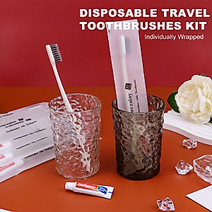 Xuezoioy Disposable Toothbrushes with Toothpaste,60Pack Apricot Individually Wrapped Disposable Travel Toothbrushes Kit in Bulk for Homeless,Nursing Home,Hotel,Charity