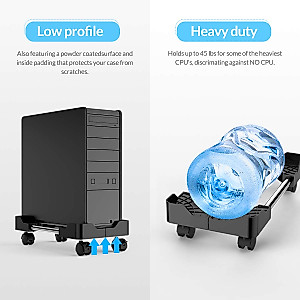 ORICO Computer Tower Stand, Mobile CPU Holder with 4 Caster Wheels Fits for Most Computer Tower, Gaming PC, Printer, Under Desk PC Holder (Black)