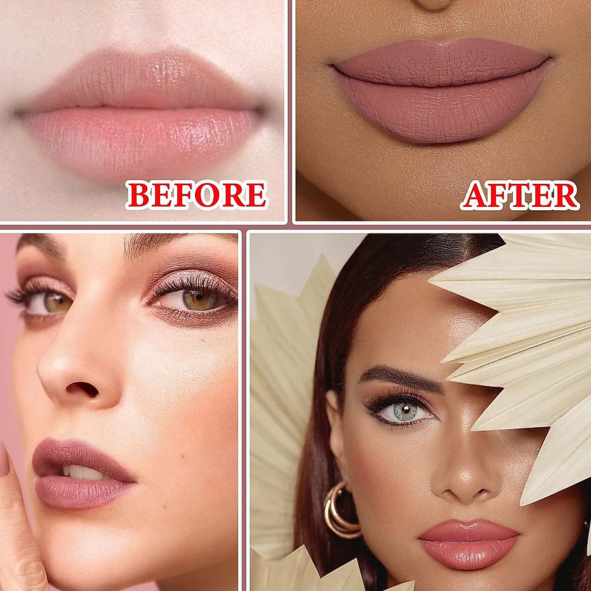 BKPPLZP 3 Pcs Matte Nude Lipstick Set,Lip Crayon Lipstick for Women Velvet Smooth Lip Gloss Stain Non-Stick Cup Lip Stick,Moisturing Long Lasting Waterproof Lipstick Lip Makeup(Set B)