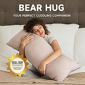 Pharmedoc Body Pillow, Pregnancy Pillow, Side Sleeper Pillow, Body Pillow for Adults, Memory Foam Pillow, Mocha