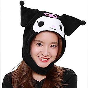 SAZAC Kigurumi Hat - Kuromi- Cozy Costume Beanie Cap - Adult Size