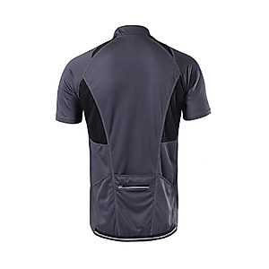 BERGRISAR Men's Half Zipper Cycling Jersey Short Sleeves Bike Bicycle Shirts with Zipper Pocket Quick-Dry Breathable BG060 Grey M