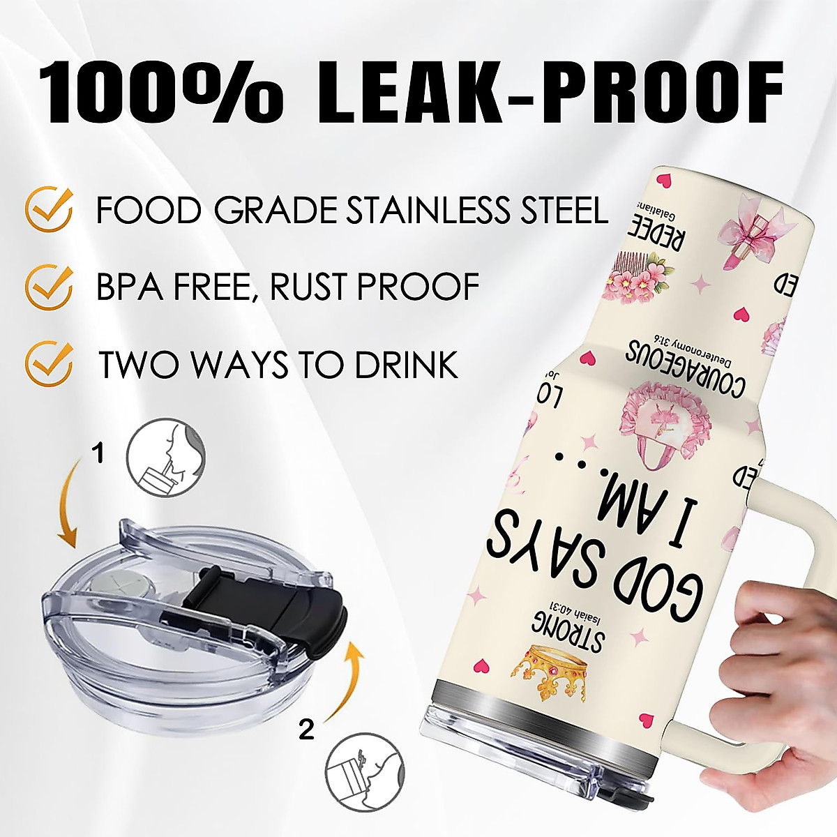 NIAXAUYT Christian Dance Gift, 40 Oz God Says I Am Dancer Tumbler With Handle, Christian Gifts for Girls/Women, Inspirational Religious Birthday Gifts for Dancer Bible Verse Cup, Ballet Dance Gifts