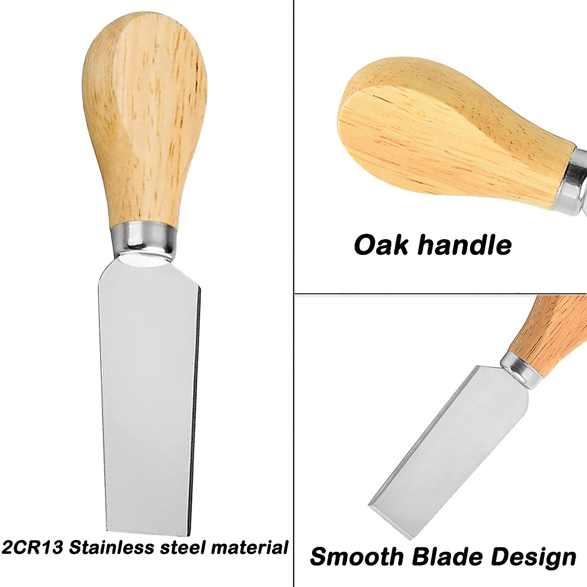 RMAMSCOV Cheese Knife Set, 8 PCS Stainless Steel Cheese Knife with Wood Handle, Butter Knife & Fork Cheese Tools,2 Cheese Knife, 2 Cheese Shaver, 2 Cheese Fork,2 Cheese Spreader
