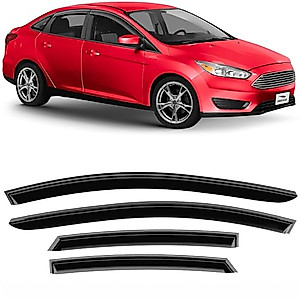 Voron Glass Tape-on Extra Durable Rain Guards for Ford Focus 2012-2018, Window Deflectors, Vent Window Visors, 4 Pieces - 120188