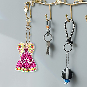 LUSandy 6pcs DIY 5D Angel Lady Diamond Painting Keychain Kits Double Sided Special Shape Lady Diamond Art Key Chain Key Ring Set for Backpack Shoulder Bag Accessories Adults and Kids