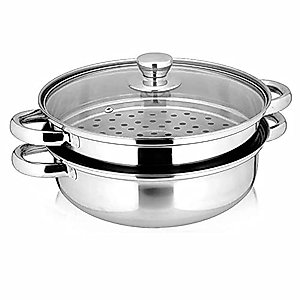 Yamde 2 Piece Stainless Steel Stack and Steam Pot Set - and Lid,Steamer Saucepot double boiler…