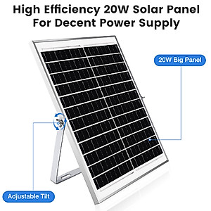 Fanspex Solar Powered Exhaust Fan, 20W Solar Panel 8" Round Vent Fan Kit for Outside Greenhouse Shed Attic Chicken Coop, 36dB Low Noise, Up to 285 CFM