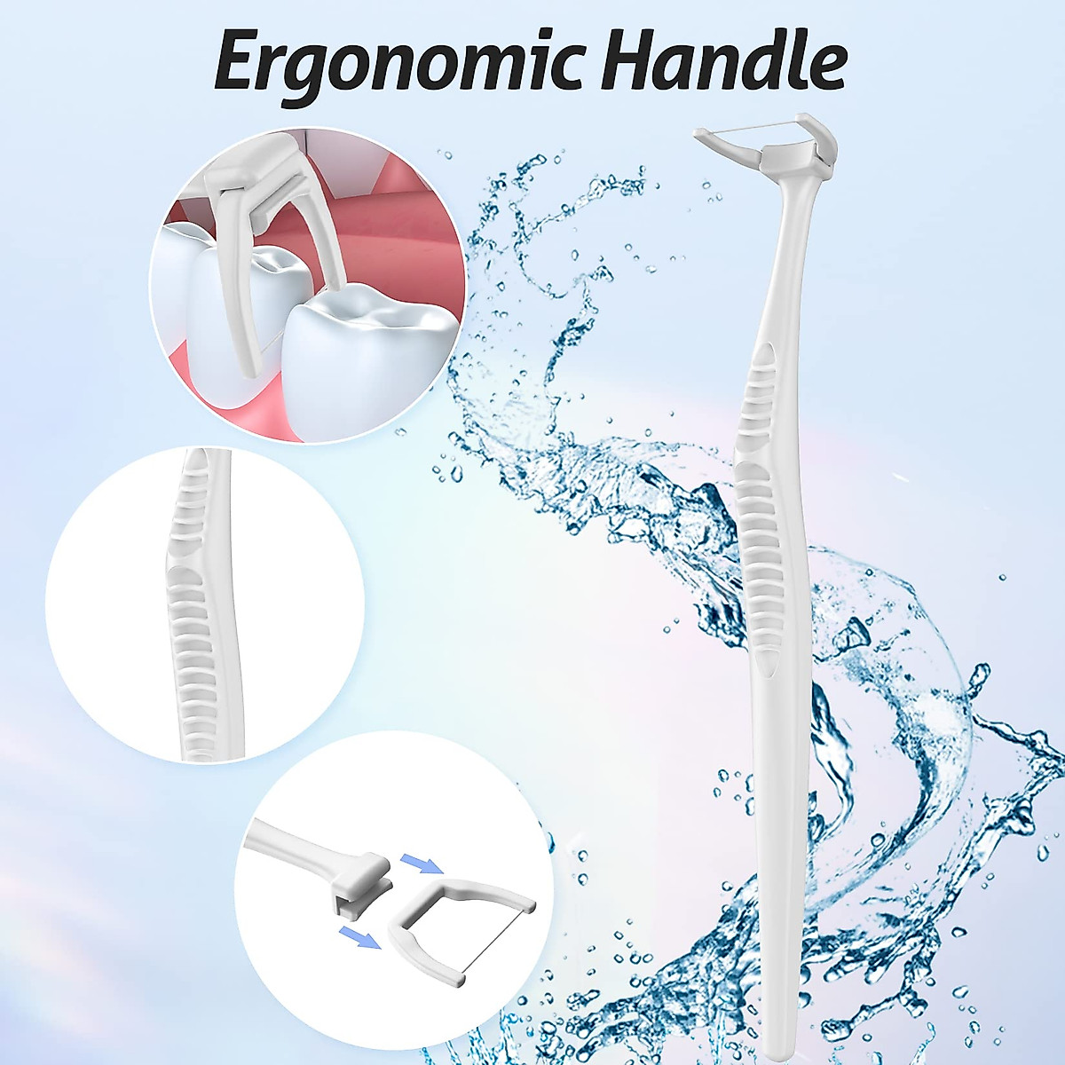 RAZOKO Dental Floss Picks, Clean Dental Flossers Kit with 2 Handle and 180 Extra Strength Refills