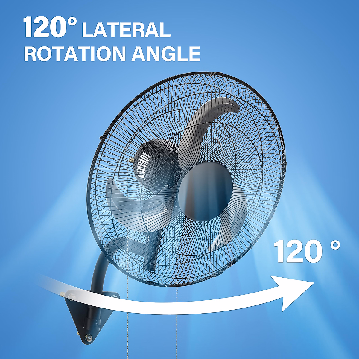 Simple Deluxe Cool Breeze 18-Inch Wall Mount Fan with 3 Speed Settings, 120-Degree Oscillation, Quiet and Effective Cooling for Home, Garage, or Workshop,Black