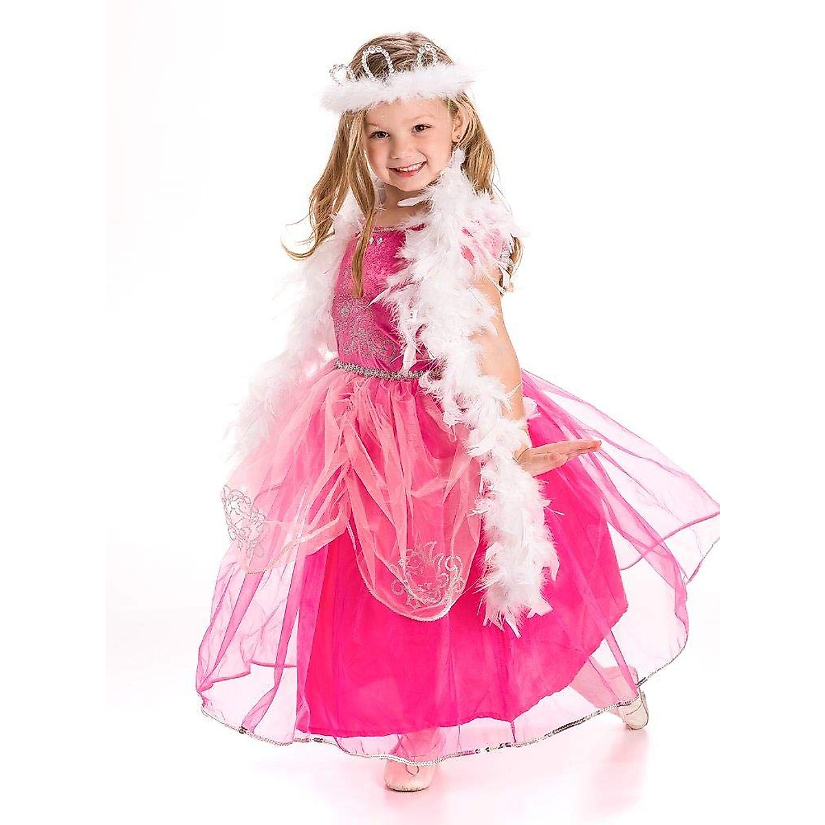 Little Adventures Deluxe Pink Princess Dress Up Costume (Medium Age 3-5) - Machine Washable Child Pretend Play and Party Dress with No Glitter