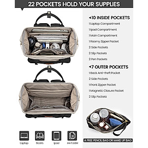 LOVEVOOK Laptop Backpack for Women,15.6 Inch Work Travel Backpack with Charging Port, Teacher Nurse Bag With Organizer Pouch Fashion Daypack Computer Backpack for Business College