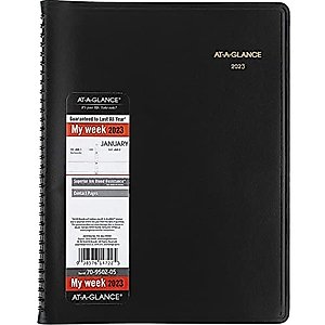 2023 Weekly Planner & Appointment Book By At A Glance - Large 8 1/4'' X 11'' - Black - Professional Spiral Bound Annual Week Schedule Calendar For Women And Men 70-950