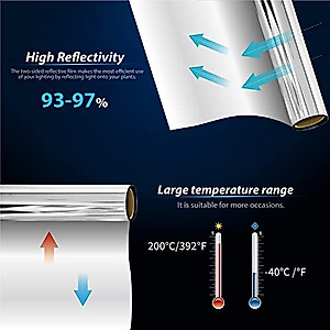 Deefre Highly Reflective Mylar Film Roll 4FT x 25FT 2Mil Covering Foil for Grow Room Garden Greenhouse Plant Growth, First Aid, Camping, Outdoor Survival Aluminum Paint Coated Sliver