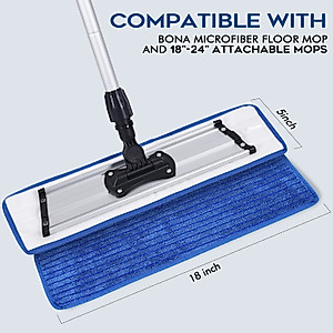 Matthew 18'' Microfiber Mop Replacement Pads for Wet Dry Reusable Mops Floor Home Commercial Cleaning Refills, Machine Washable Compatible with Bona Mop&Any Microfiber Flat Mop System Blue (3 Pack)