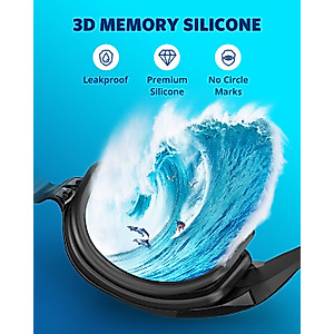 Aegend Swim Goggles, Swimming Goggles No Leaking Full Protection Adult Men Women Youth, Black-color Lens