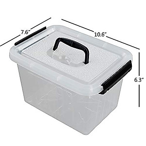 Anbers 6 Quart Clear Plastic Lidded Storage Bins, Latching Box with Handle, 4 Packs