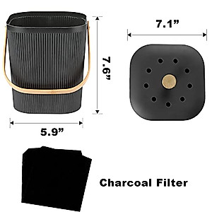Compost Bin Kitchen, Yatmung Countertop Compost Bin, Compost Bucket Made of Bamboo Fiber, Small Compost Bin with Charcoal Filter, Black