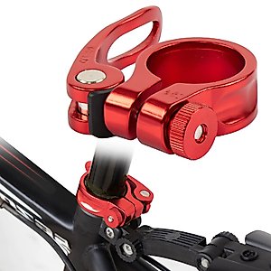 PSLER Bike Seat Post Clamp Bicycle Quick Release Seatpost for Mountain Tube Bike 28.6mm MTB Bike Road Bike Casual Bike Seatpost Clamp (Red-28.6mm)