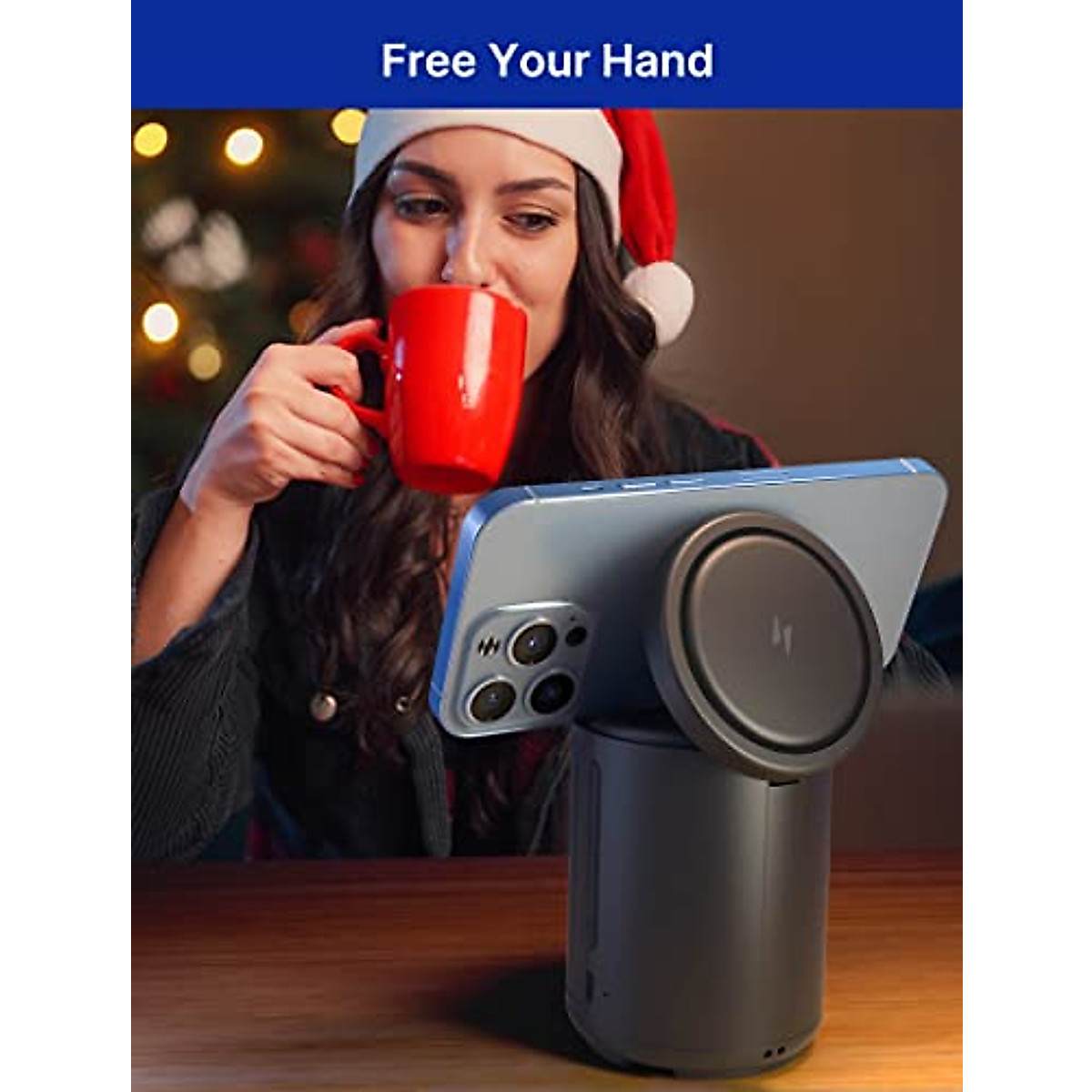 JSAUX Gifts for Men and Women, Bluetooth Wireless Speaker with Phone Stand and Wireless Charger, Compatible with iPhone MagSafe Charger, Speaker with HD Surround Sound, Birthday Gifts Cool Gadgets