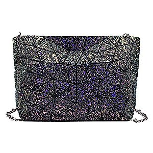 Goclothod Handbag Diamond Lattice Shoulder Bag Fashion Chain Crossbody Purse for Women (Black)