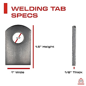 Sidco Supply Weld Tabs - Weld On Steel Tab- Flat Tab Brackets – 1” W, 1 .5” H , 3/8” Hole, 1/8” Thickness – Steel Welding Tabs (25 Pack)