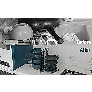 SOCONT Pot and Pan Organizer for Cabinet, Adjustable 8 Tiers Pans Pots Lid Organizer Rack Holder with 3 DIY Methods, Hanger Stacker Organizer Stand for Kitchen Counter and Cabinet